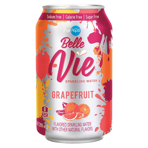 PurAqua Grapefruit Belle Vie Sparkling Flavored Water - 12 pack, 12 fl oz